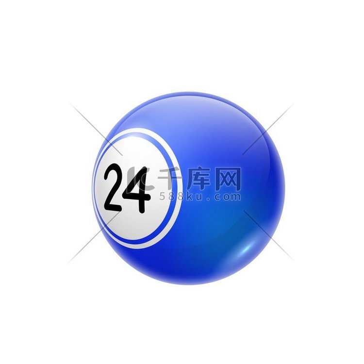 蓝色彩票球与24个数字隔离宾果或台球。矢量头奖赢的标志。头奖宾果彩球，24个数字隔离高清摄影大图-千库网