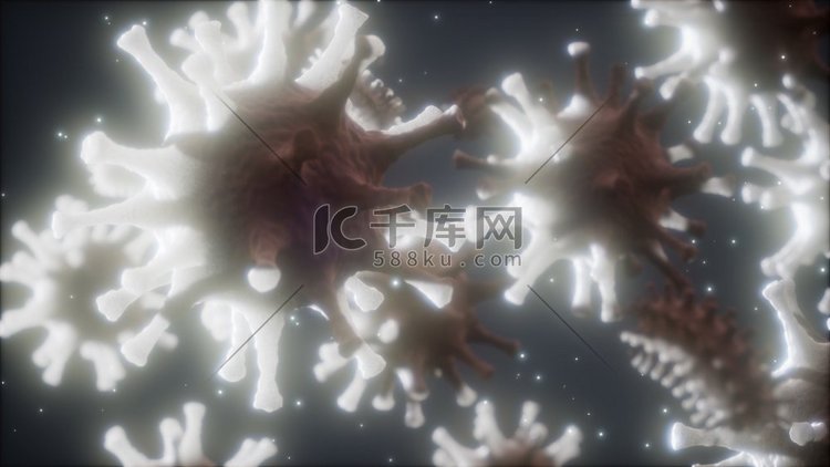 细菌、病毒或病菌微生物细胞显微镜下深度高清摄影大图-千库网