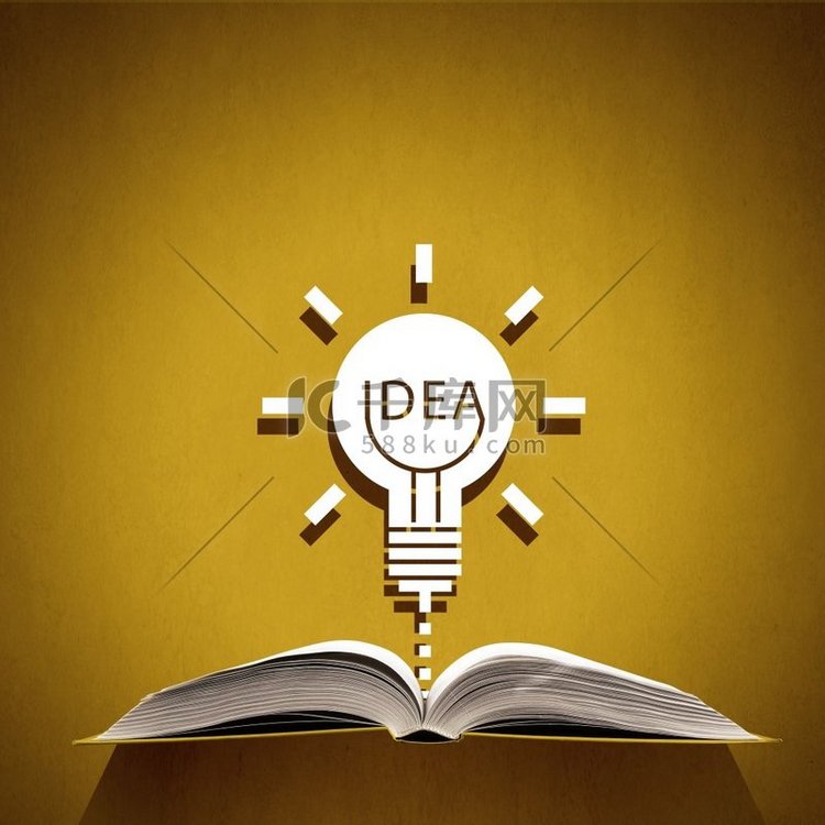 书和灯泡。翻开的旧书和发光的灯泡高清摄影大图-千库网