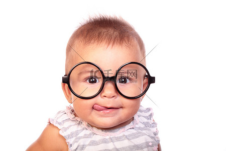 婴儿和眼镜高清摄影大图-千库网