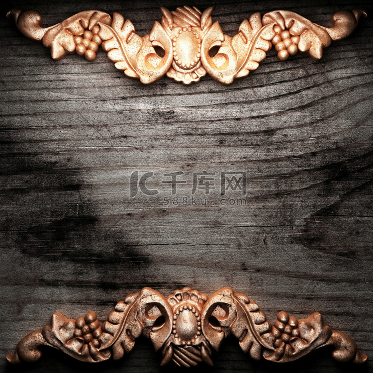 3D制作的木制金色装饰gipsy music, vol.5首饰/饰品高清摄影大图-千库网