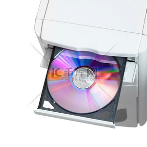 打开托盘中装有DVD的计算机高清摄影大图-千库网