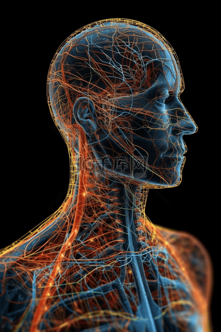 3D神经细胞人体神经系统高清摄影大图-千库网