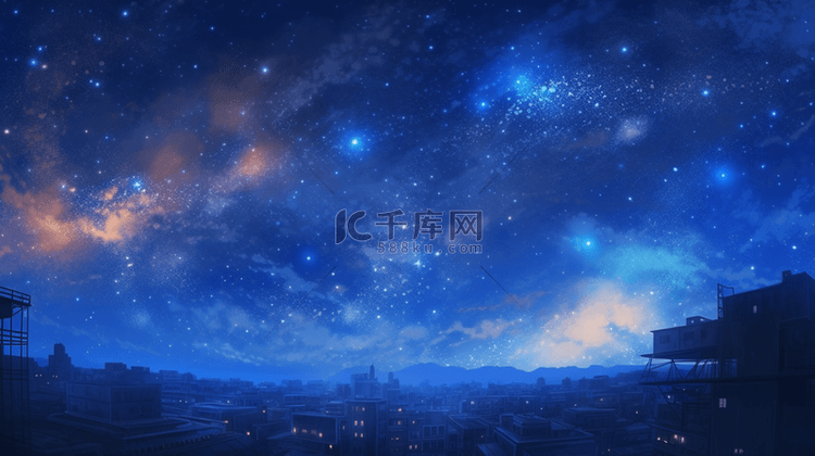 唯美动漫星空背景图片免费下载_海报banner/高清大图_千库网(图片编号6407393)
