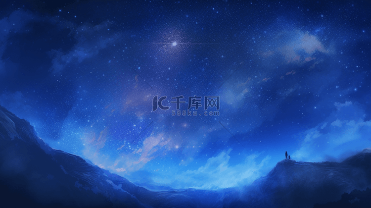 唯美动漫星空背景图片免费下载_海报banner/高清大图_千库网(图片编号6407388)