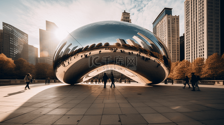 芝加哥城市摄影高清摄影大图-千库网