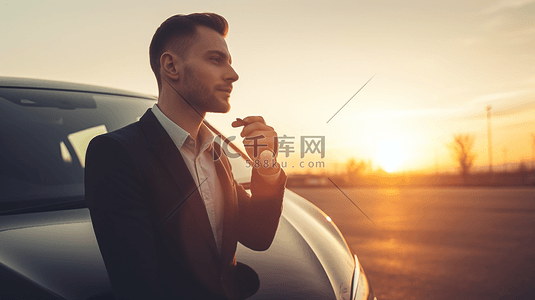 交通和所有权概念-人与车钥匙在外面 高清摄影大图-千库网