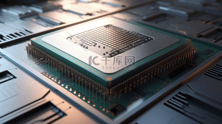 中央计算机处理器CPU概念- 3d渲染 高清摄影大图-千库网