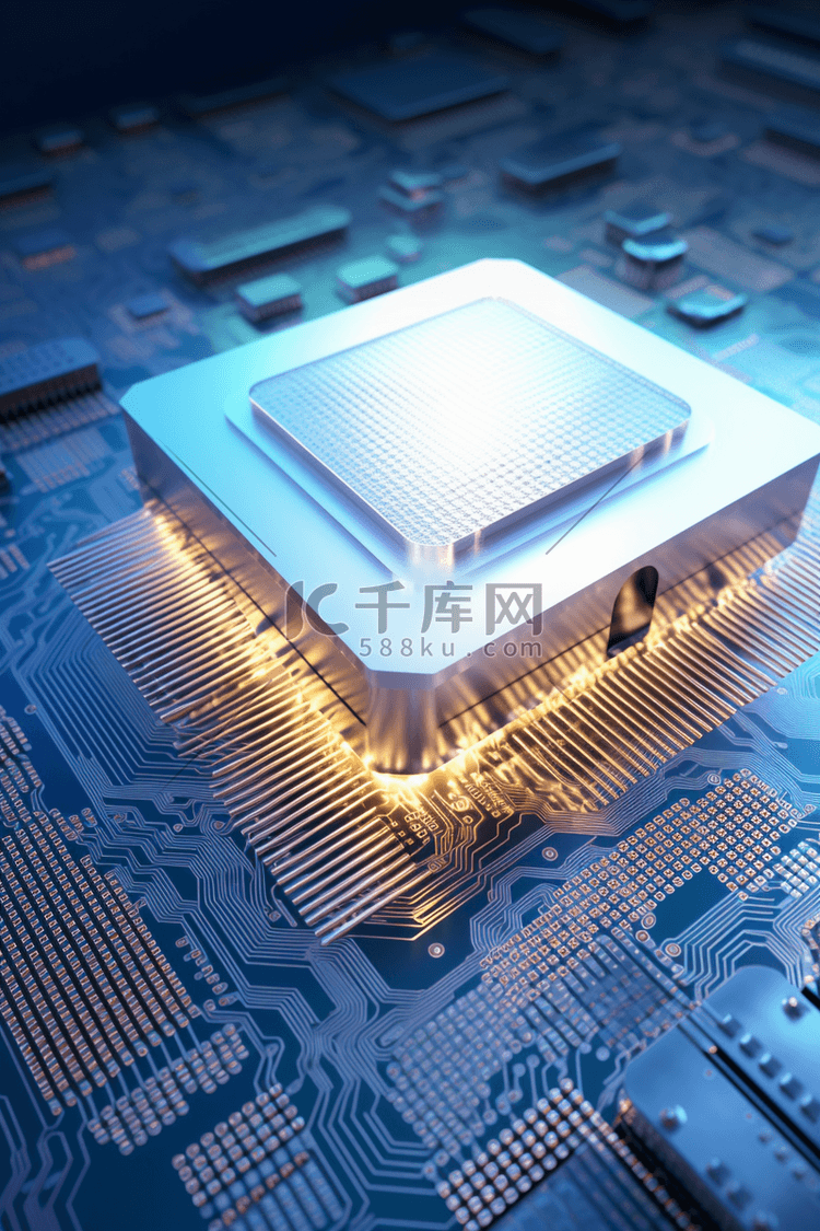 中央计算机处理器CPU概念- 3d渲染 高清摄影大图-千库网