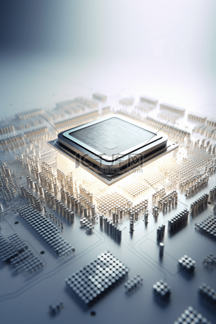 中央计算机处理器CPU概念- 3d渲染 高清摄影大图-千库网