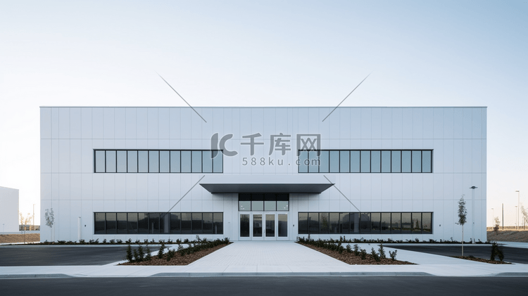 带有办公单元的现代仓库外观 高清摄影大图-千库网