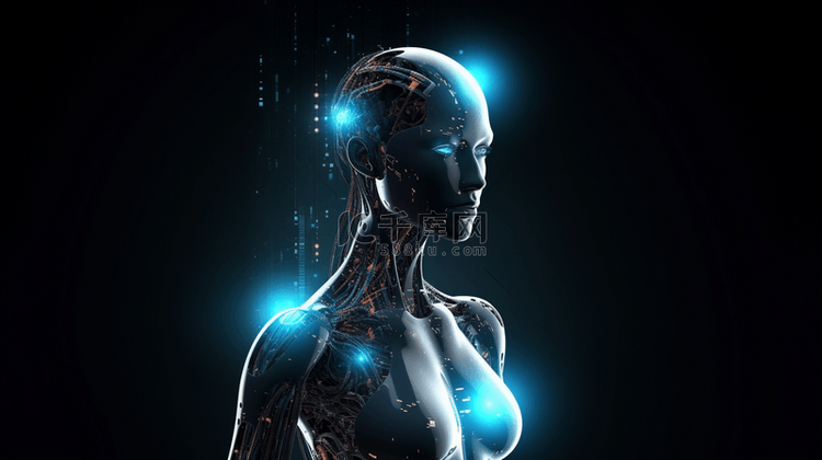 未来科技科幻女性人工智能机器人背景图片免费下载 海报banner 高清大图 千库网 图片编号6411895