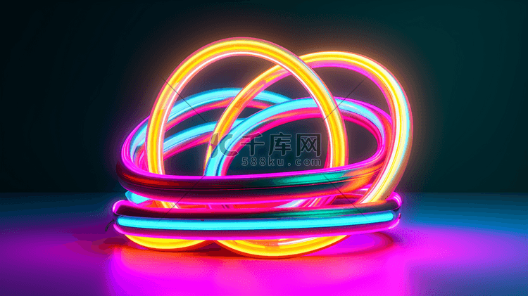 一个霓虹灯的标志。三维演示 高清摄影大图-千库网