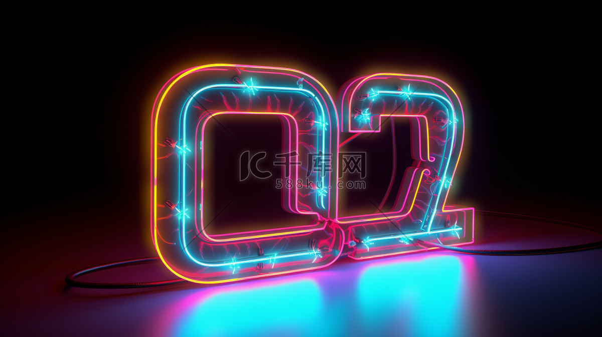 一个霓虹灯的标志。三维演示#R##N#高清摄影大图-千库网