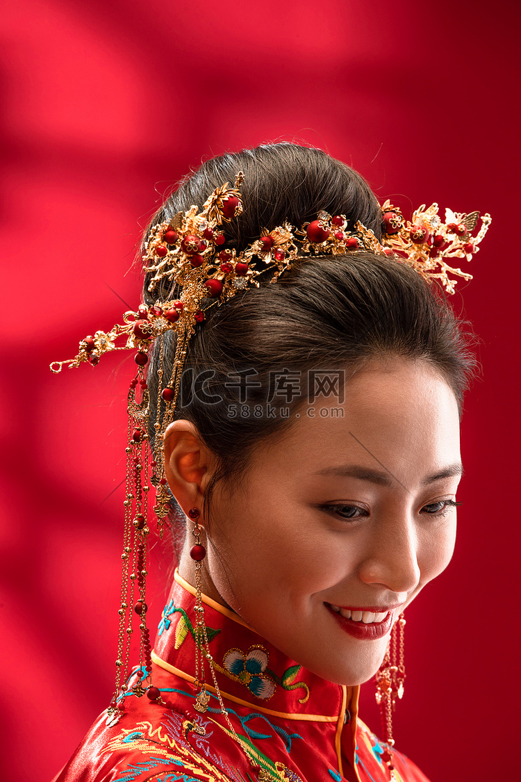 漂亮的中式新娘特写高清摄影大图 千库网