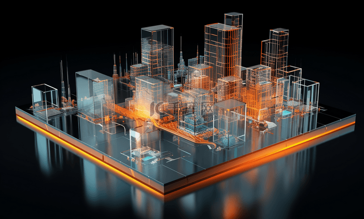 3D城市概念模型图背景图片免费下载_海报banner/高清大图_千库网(图片编号6420677)