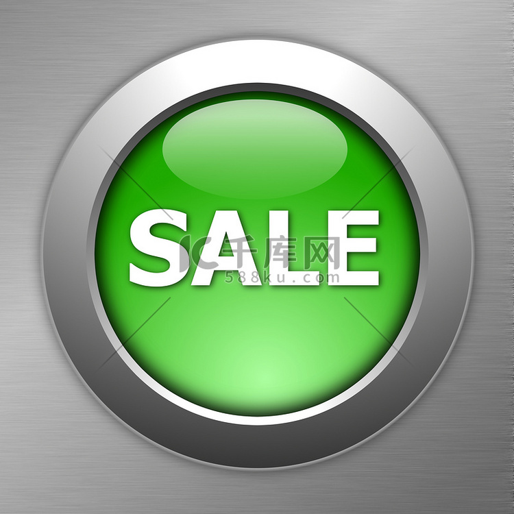绿色销售按钮高清摄影大图-千库网