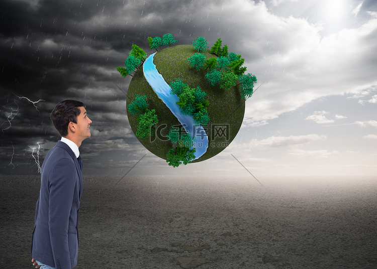 微笑的休闲商人行走的合成图像高清摄影大图-千库网