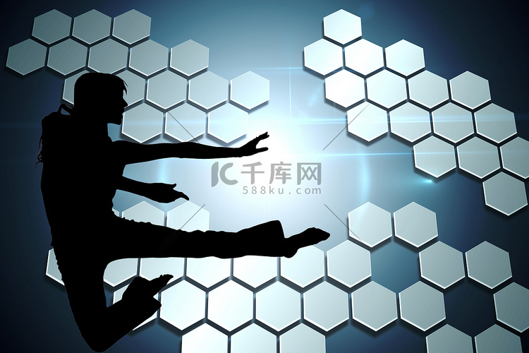 六边形技术背景的复合图像高清摄影大图-千库网