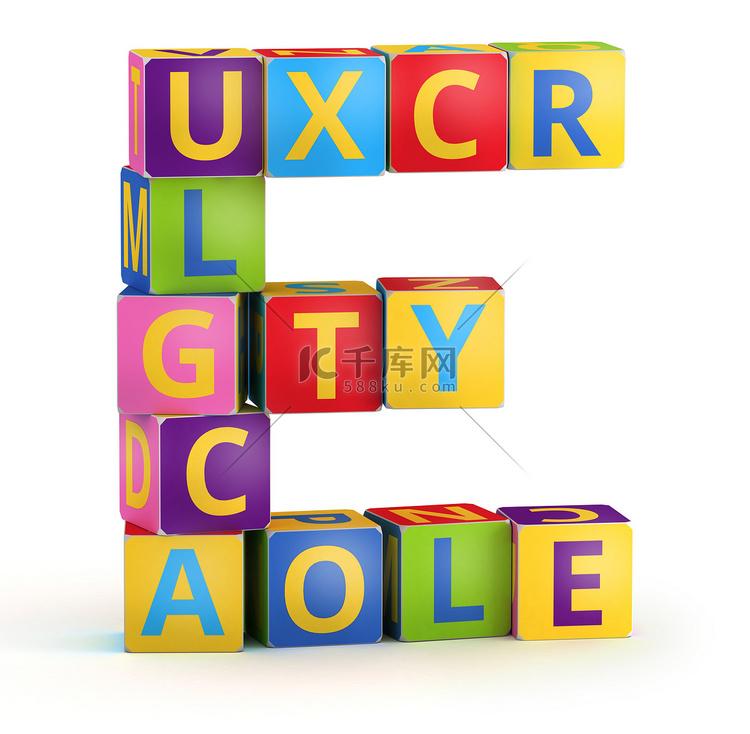 由 abc 立方体制成的字母 E高清摄影大图-千库网
