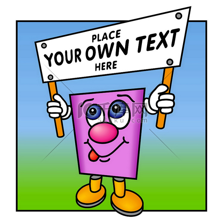 Pinky 打破框架，展示他的横幅，上面写着你的信息。高清摄影大图-千库网