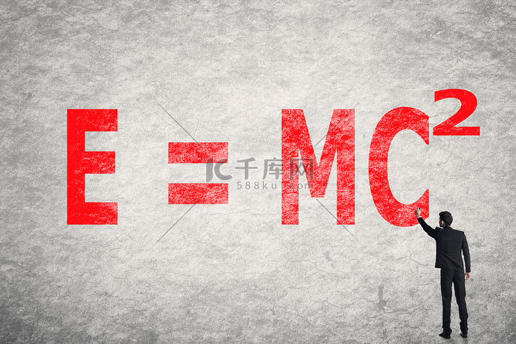 墙上的文字，E = mc2高清摄影大图-千库网