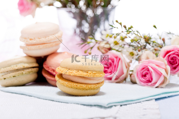 传统美味甜马卡龙咖啡高清摄影大图-千库网