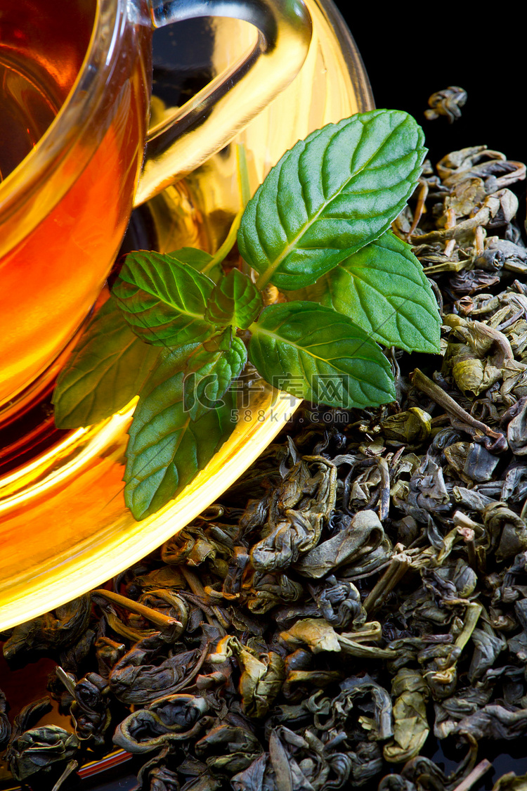 茶和薄荷高清摄影大图-千库网