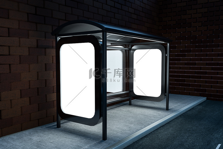 3d 渲染，路边的广告牌。高清摄影大图-千库网