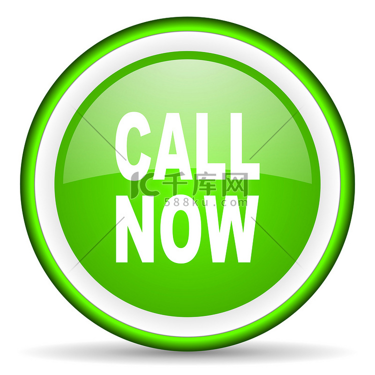 现在调用白色背景上的绿色光泽图标高清摄影大图-千库网
