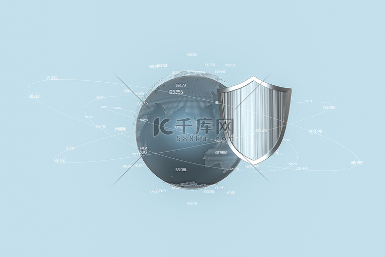 3d 渲染，具有技术背景的防御盾高清摄影大图-千库网