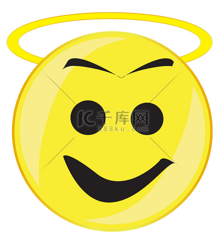 Angelll 与孤立的光环微笑脸按钮高清摄影大图-千库网