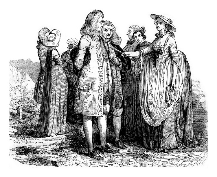 1760-1765 年的服装，复古雕刻。高清摄影大图-千库网