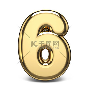 金色数字 6 六 3D高清摄影大图-千库网