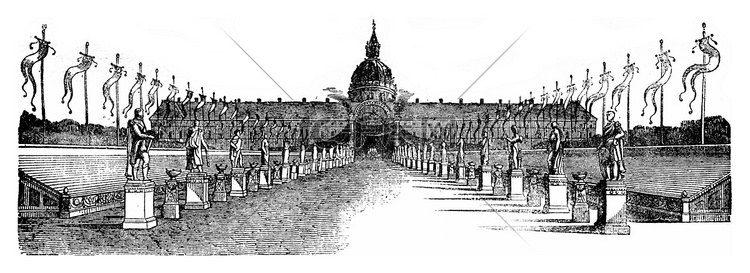 装饰 Esplanade des Invalides 的一部分，复古 engrav高清摄影大图-千库网