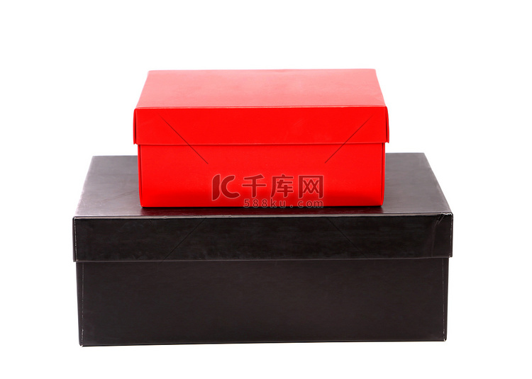 两个盒子，白色背景上的红色和黑色高清摄影大图-千库网