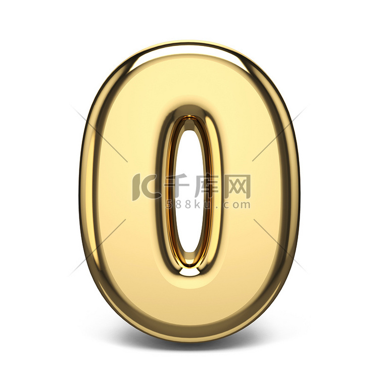 金色数字 0 零 3D高清摄影大图-千库网