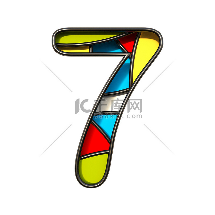 多色层字体编号 7 SEVEN 3D高清摄影大图-千库网