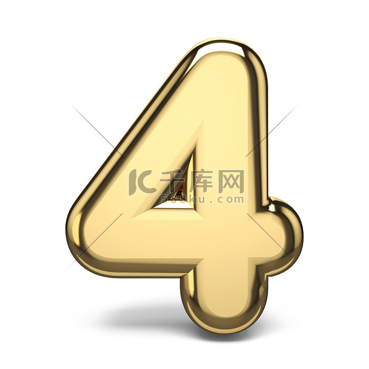 金色数字 4 四 3D高清摄影大图-千库网