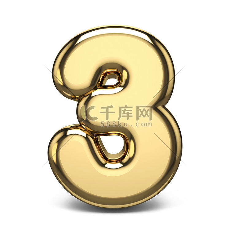 金色数字 3 三 3D高清摄影大图-千库网