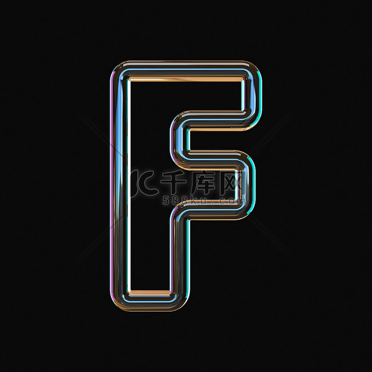 生动的彩色玻璃字体 Letter F 3D高清摄影大图-千库网