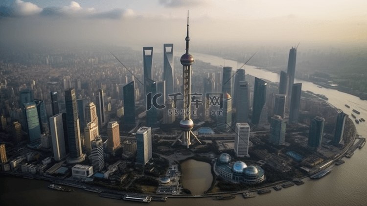 上海陆家嘴航拍高清摄影大图-千库网