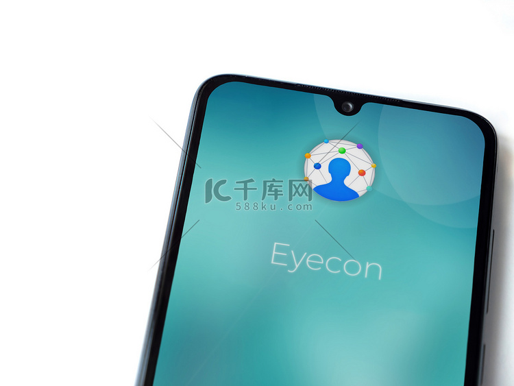 Eyecon 应用程序启动屏幕，黑色暴徒的显示屏上带有徽标高清摄影大图-千库网