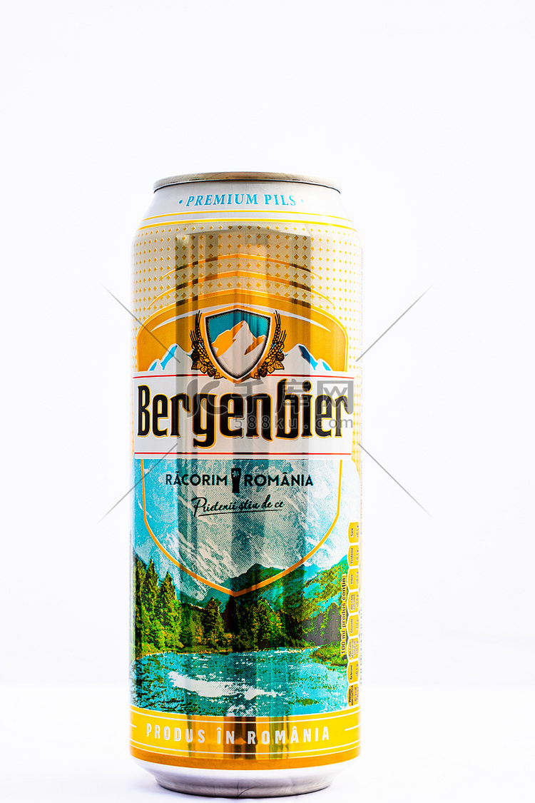 Bergenbier 啤酒罐上白色孤立。 高清摄影大图-千库网