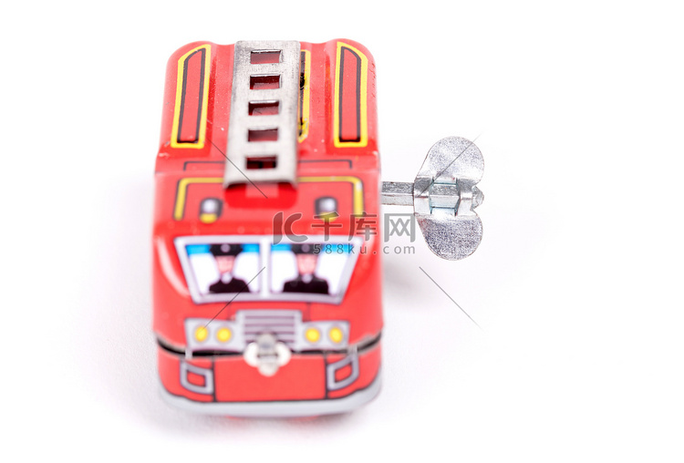 复古红色发条玩具车高清摄影大图-千库网