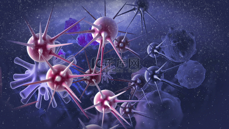 3d 插图-具有高细节的癌细胞高清摄影大图-千库网