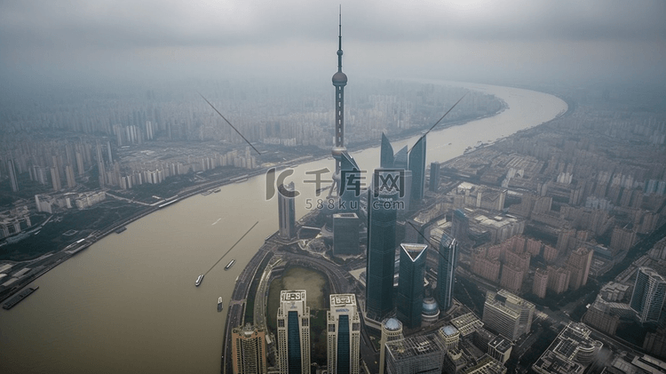 上海陆家嘴航拍高清摄影大图-千库网