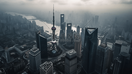 俯瞰陆家嘴高清摄影大图-千库网