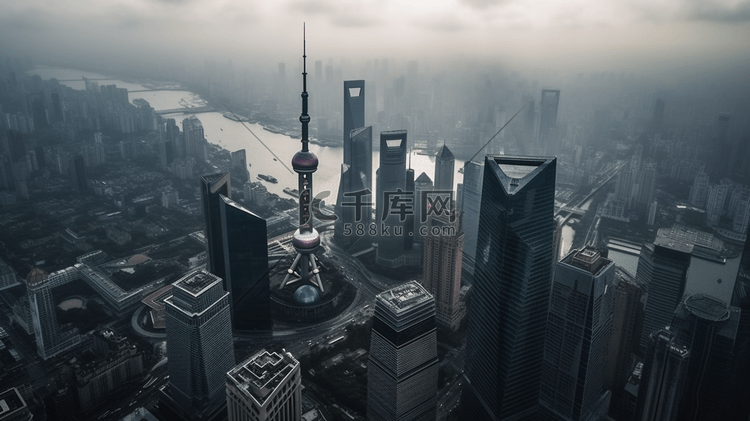 俯瞰陆家嘴高清摄影大图-千库网