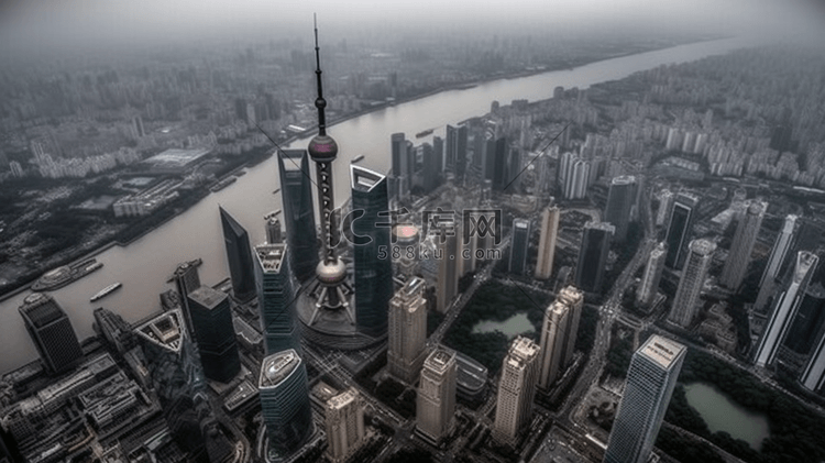 上海陆家嘴航拍高清摄影大图-千库网